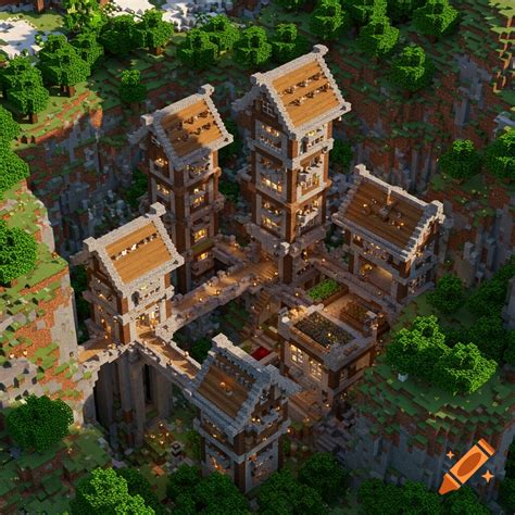 Detailed Minecraft Build Of Interconnected Towers And Bridges In A