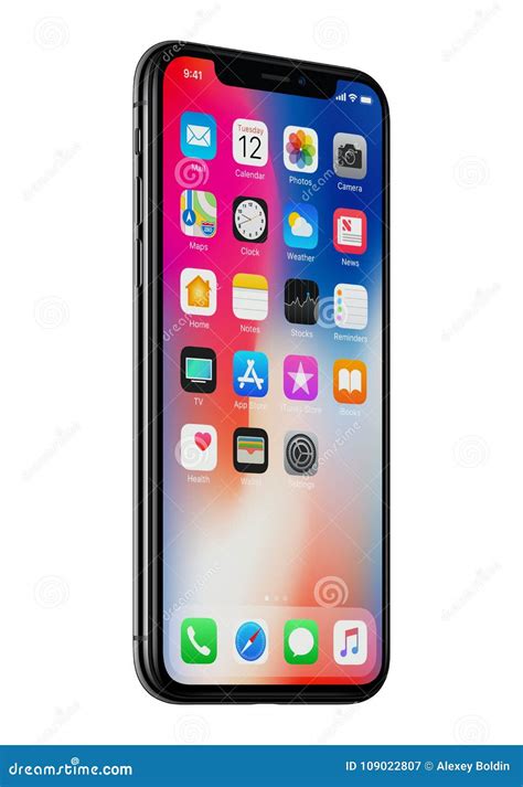 New Apple Iphone X Front View Slightly Rotated Isolated On White