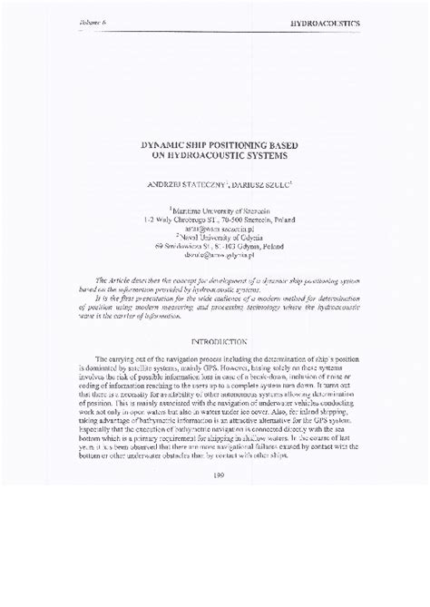 pdf dynamic ship positioning based on hydroacoustic systems andrzej