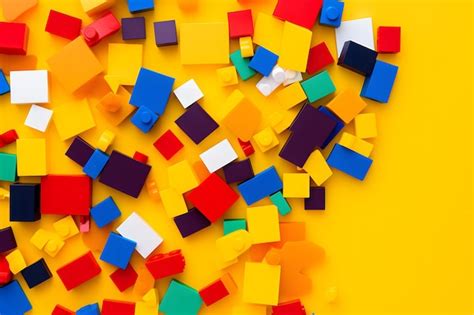 Premium Photo A Pile Of Lego Blocks Sitting On Top Of A Yellow
