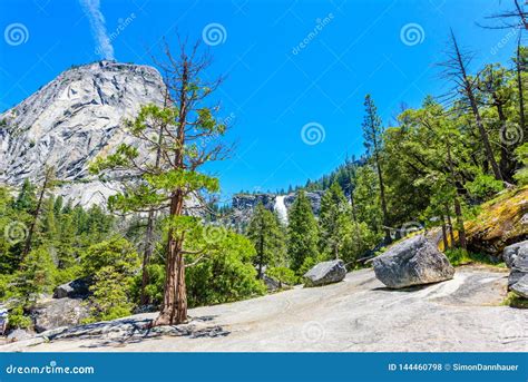 Hiking At Nevada Falls Along John Muir Trail And Mist Trail Yosemite