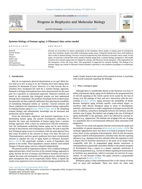 Pdf Systems Biology Of Human Aging A Fibonacci Time Series Model