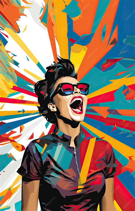 Premium Ai Image Vintage Pop Art Girl With 1950s Style Glasses