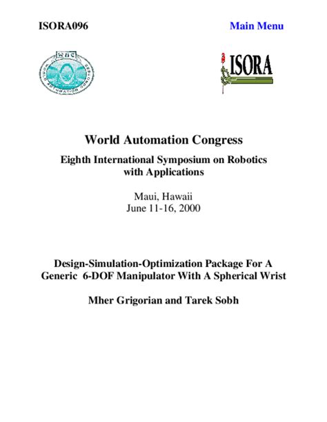 pdf design simulation optimization package for a generic 6 dof