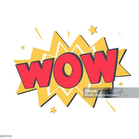 Comic Lettering Wow Vector Bright Cartoon Illustration In Retro Pop Art Style Comic Text Sound ...