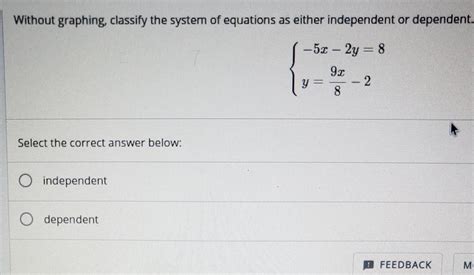Solved Without Graphing Classify The System Of Equations As