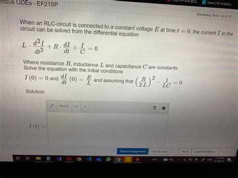 Solved When An RLC Circuit Is Connected To A Constant Chegg Com