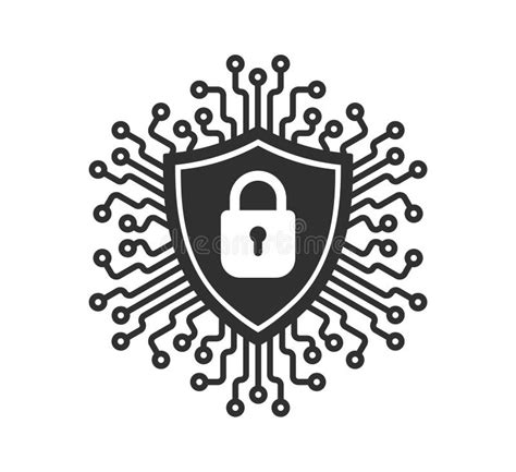 Cyber Security Icon Shield Security Lock Machine Learning Micropchip Symbol Ml Icon