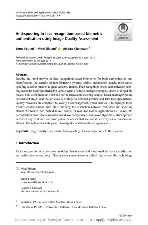 Anti Spoofing In Face Recognition Based Biometric Authentication Using Image Quality Assessment
