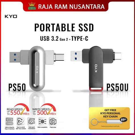 Jual Kyo Ps50 128gb Portable Ssd Usb 3 2 Type C External Ssd Eksternal