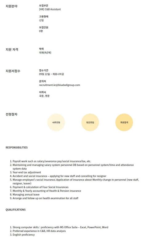 부루벨코리아 Hr Candb Assistant 공모전 대외활동 링커리어