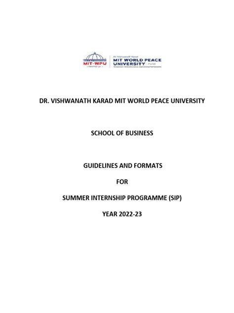 Sip Guidlines With Formats Batch 2022 24 Pdf Methodology
