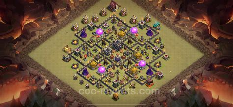 Best Anti 2 Stars War Base Th9 With Link Anti Air Dragon 2024 Town