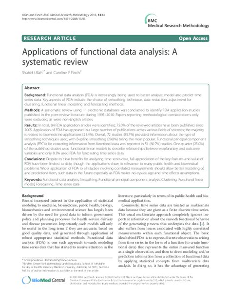 Pdf Applications Of Functional Data Analysis A Systematic Review