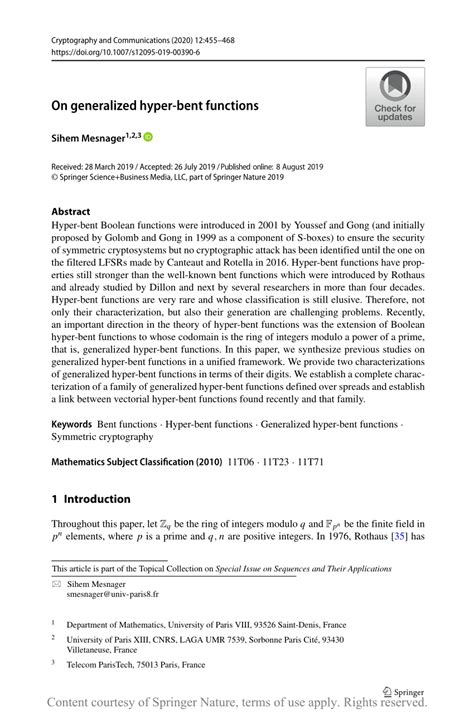 On Generalized Hyper Bent Functions Request Pdf