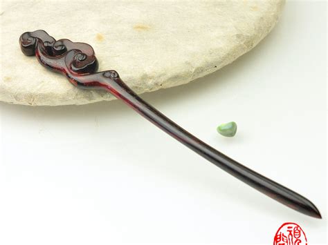 顽木作品紫檀如意头发簪 顽木阁 站酷ZCOOL