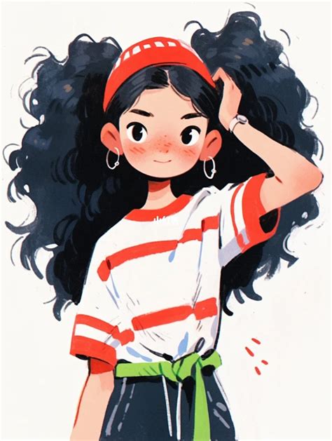 Ai 丨风格灵感丨极简线条插画丨可爱女孩丨 花瓣网