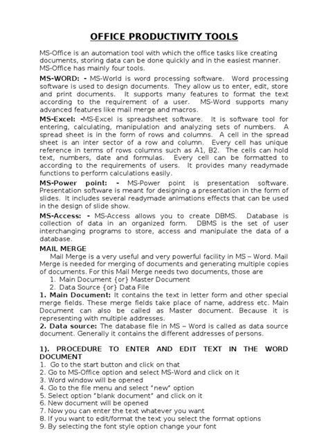 Office Productivity Tools Pdf Spreadsheet Software