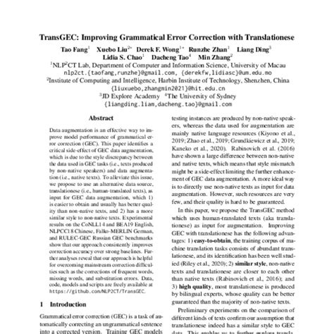 Transgec Improving Grammatical Error Correction With Translationese