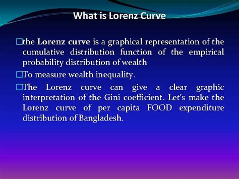 Measure Of Inequality Gini Coefficient And Lorenz Curve