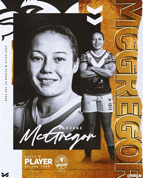 Nrlw 2022 Dally M Medal Raecene Mcgregor Sydney Roosters Halfback