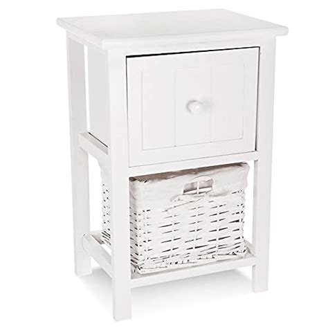 Livivo White Shabby Chic Style Wooden Bedside Cabinet Table With