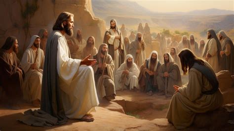 Premium Photo Jesus Christ In Front Of His Group
