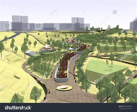 3d Rendering Park Architecture Render 스톡 일러스트 398408059 Shutterstock