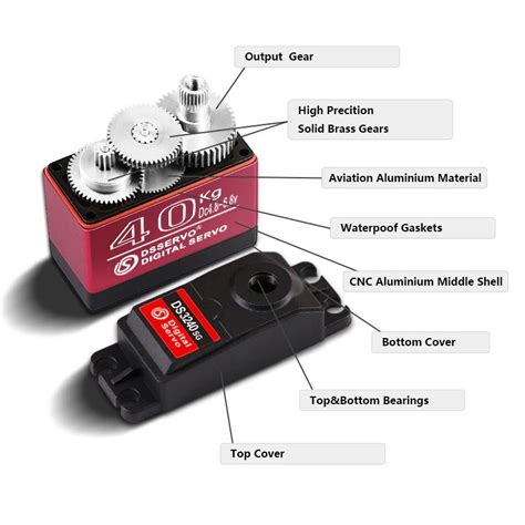 Probots Ds3240 Pro 40kg High Torque Servo Motor Waterproof Metal Gear