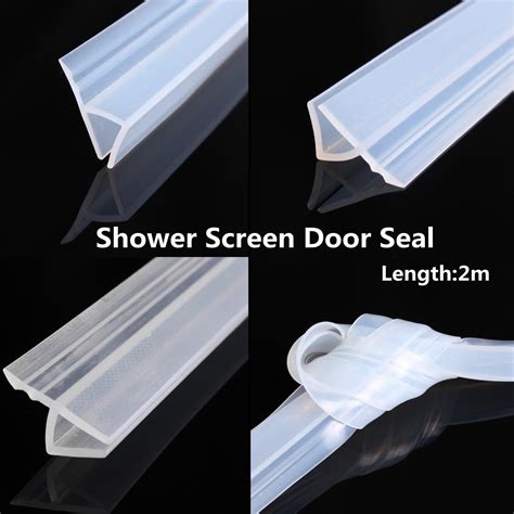 2m Shower Door Seal Strip Frameless Door Sweep Flexible Glass Seal Roll