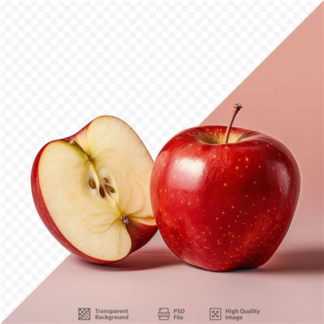 투명한 배경에 고립된 빨간 사과 반쪽 프리미엄 Psd 파일