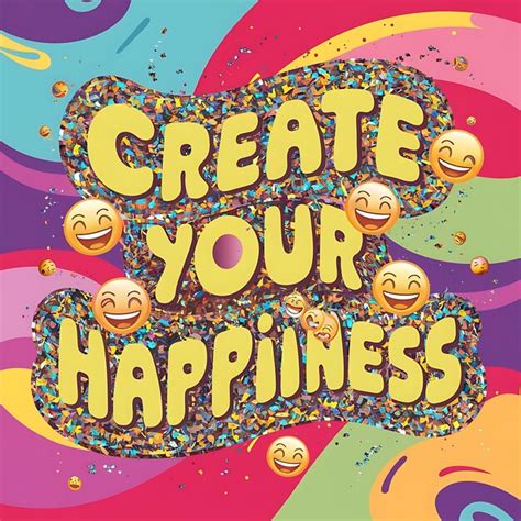 Create Your Happiness Colorful Background And Text Tshirt Design