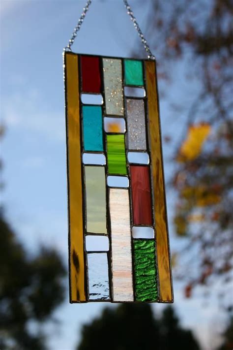 Vertical Rectangle Stained Glass Panel Suncatcher Etsy Stained
