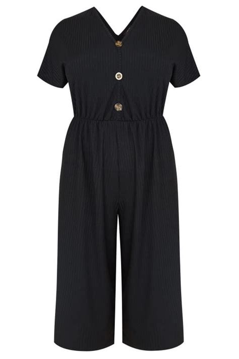 Black Button Front Jumpsuit Plus Size 16 To 36 Yours Clothing