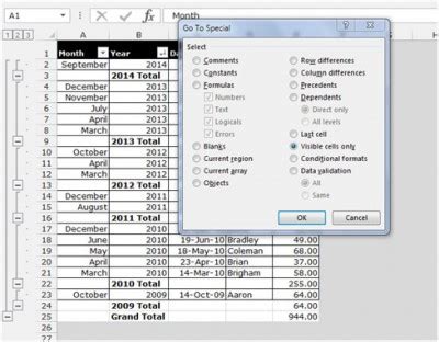Copying The Subtotals Summary In Microsoft Excel