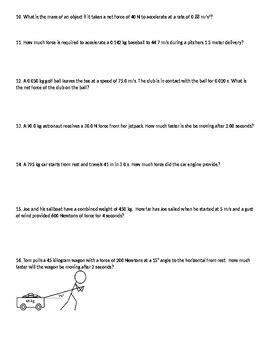 F Ma Problem Set Handout By StickMan Physics TPT