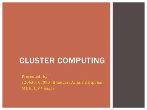 Cluster Computing PPTX Computer Networking Computing