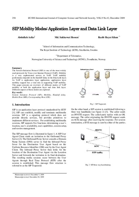 Pdf Sip Mobility Modes Application Layer And Data Link Layer