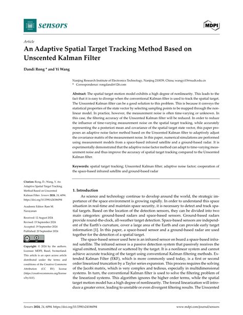 Pdf An Adaptive Spatial Target Tracking Method Based On Unscented