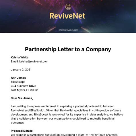 Free Partnership Letter Templates And Examples Edit Online And Download