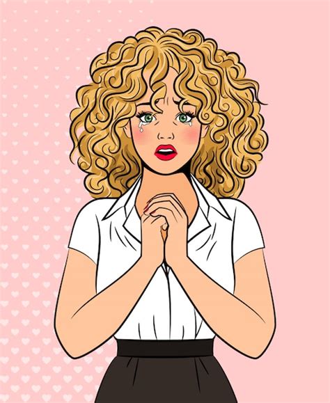 Premium Vector Worried Crying Pop Art Style Woman