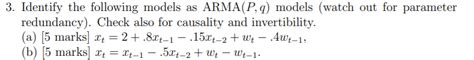 3 identify the following models as arma p q models