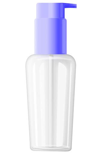 스프레이 디스펜서 또는 펌프를위한 미용 제품 패키지 투명 플라스틱 병 젤 로션 크림 샴푸 목욕 거품용 액체 용기 흰색 배경에 격리 3d 일러스트레이션 0명에 대한 스톡 사진