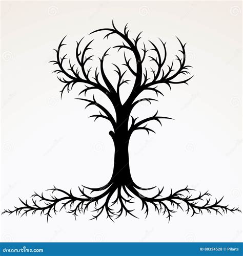 Tree With Root Silhouette Vector Stock Vector Illustration Of Branch Outline