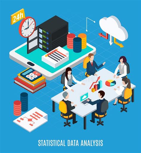 3d isometric statistical analysis tool concept for business analysis