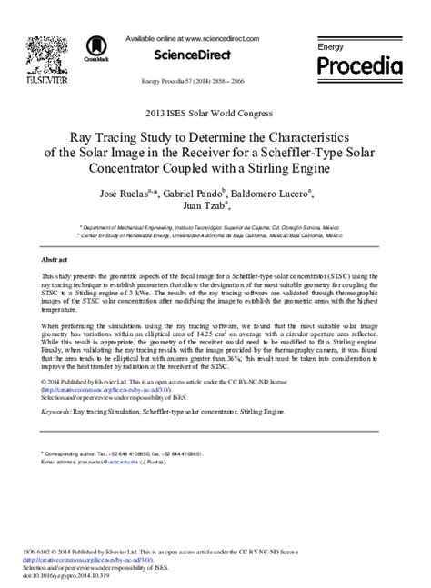 Pdf Ray Tracing Study To Determine The Characteristics Of The Solar