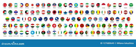 All Official National Flags Of The World Circular Design Stock Vector