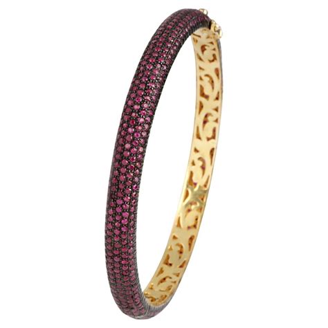 925 Sterling Silver 375cts Diamond And 1010cts Ruby Bangle For Sale