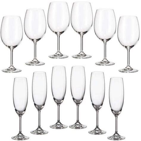 Bohemia Crystal Set Champagne And Red Wine Glasses Fiora Series Vip